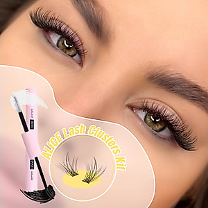 DIY Eyelash Extension Kit Lash Clusters with Lash Glue Bond and Seal Lash Extension Kit Wispy Individual Lashes False Eyelashes