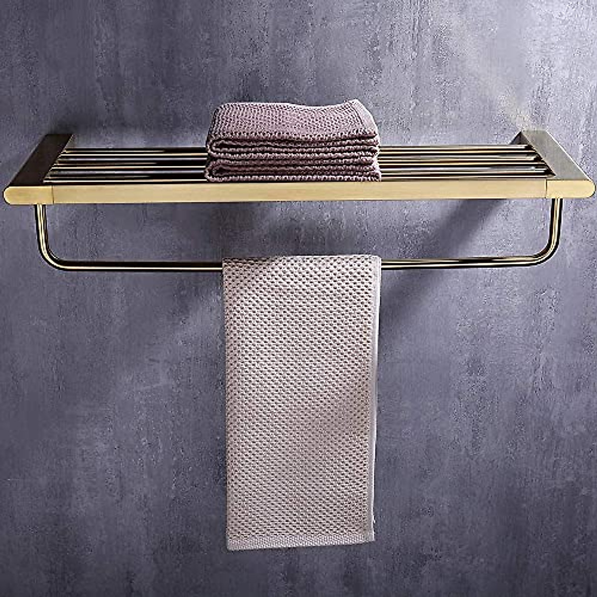 Towel Rack 304 Stainless Steel Towel Bar Brushed Gold Towel Rails Heavy Duty Towel Holder Wall Mounted Towel Storage Rack for Bathroom, Kitchen, Hotel, Screw Installation