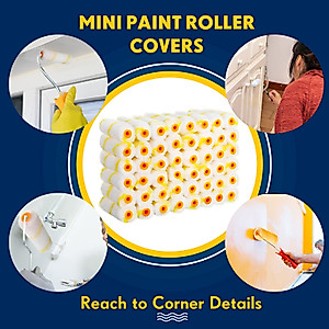 400 Pieces 4 Inch Mini Paint Roller Bulk Small Microfiber Roller Cover 1/2" Nap for Paint Roller Brush for House Painting Supplies, DIY Craft Home Wall Repair Tool Kit Set