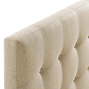 Modway Emily Tufted Button Linen Fabric Upholstered Queen Headboard in Beige
