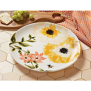 tag Bee Floral Round Platter 14inLx14inWx1.35inH MULTI