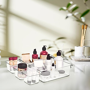 Ravinte Decor 8 Pack Drawer Organizer - 3" X 9" Clear Acrylic Storage Bins with Non-Slip Pads, Versatile Desk Tray for Makeup, Jewelry, Kitchen, Bathroom, and Office Organization