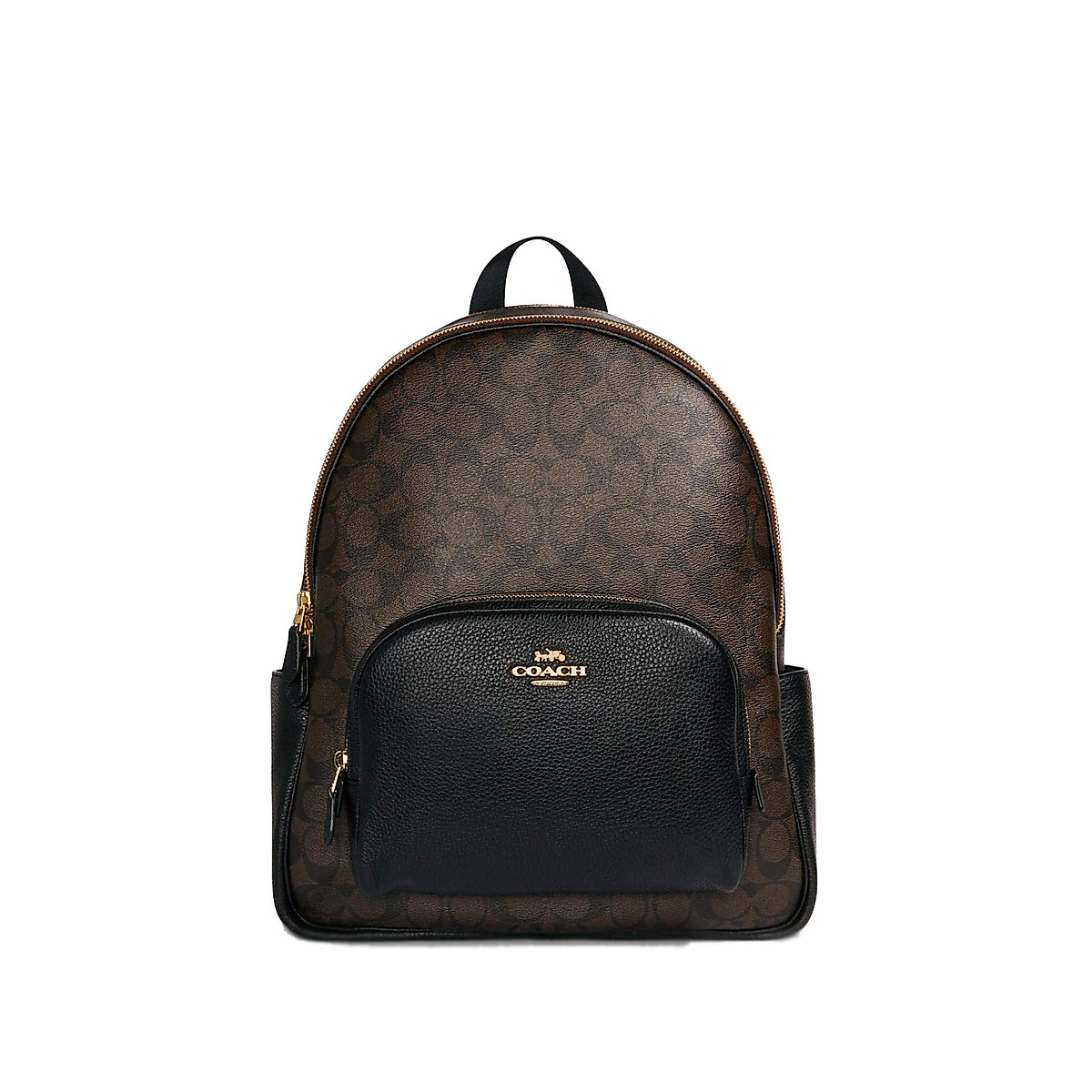 Coach Women's Large Court Backpack in Signature Canvas (Brown - Black)