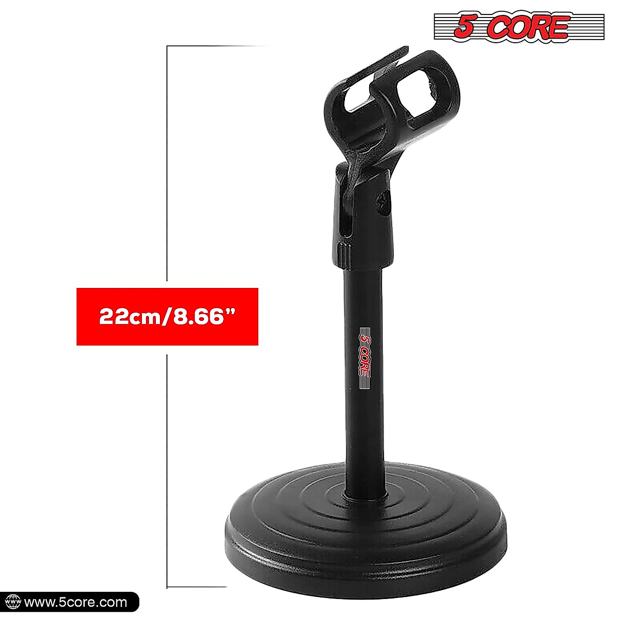 5 Core Desk Microphone Stand • Angle Adjustable Desktop Mic Stand • Table Mic Holder with Universal Mic Clip MS RBS