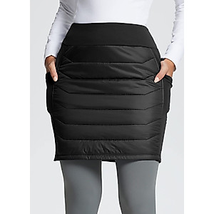 BALEAF Women's 17" Puffer Quilted Skirt Lightweight Insulated Warm Snow Skorts Hiking Running Golf Outdoors Black S