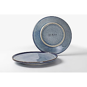 UNICASA Ceramic Large Dinner Plates - 11 Inch Dessert, Salad Plate Set of 4 for Steak, Pasta, Dinnerware Sets, Scratch Resistant - Porcelain Serving Dishes, Dishwasher & Microwave Safe (Blue)