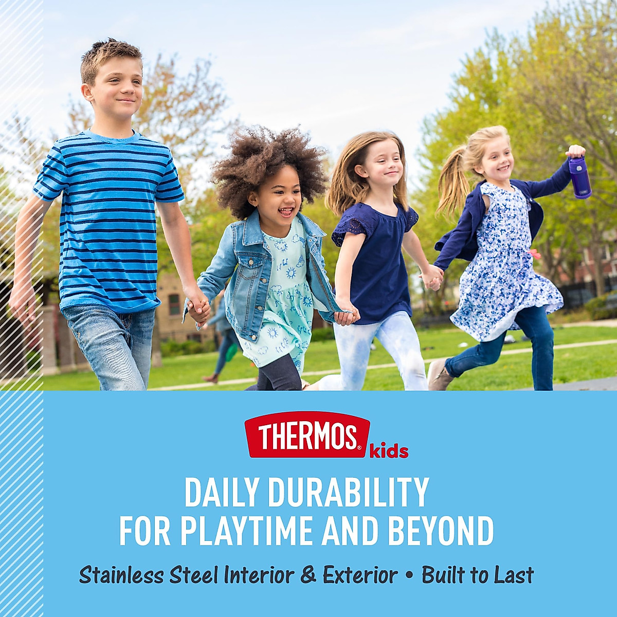 THERMOS FUNTAINER 16 Ounce Stainless Steel Vacuum Insulated Bottle with Wide Spout Lid, MINECRAFT