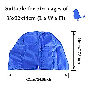 NGe 33x32x44cm Bird Parrot Cage Cover,Keep Warm Blackout Cage Cover,Windproof Light-Proof Sleep Reduces Distractions Night Accessories Cloth(Blue)
