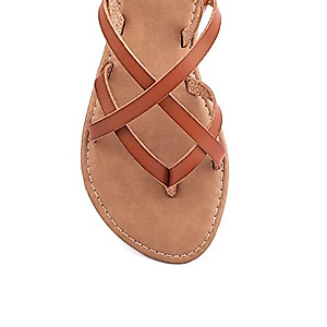 Women's Gladiator Flat Sandals Fisherman Strappy Sandals Ankle Strap Sandals (Brown, 7.5)