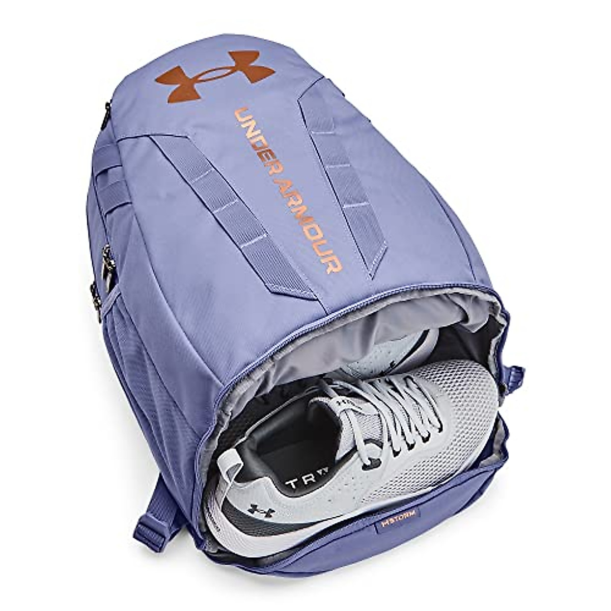 Under Armour Hustle 5.0 Backpack, (576) Peri/Peri/Metallic Light Copper, One Size Fits All