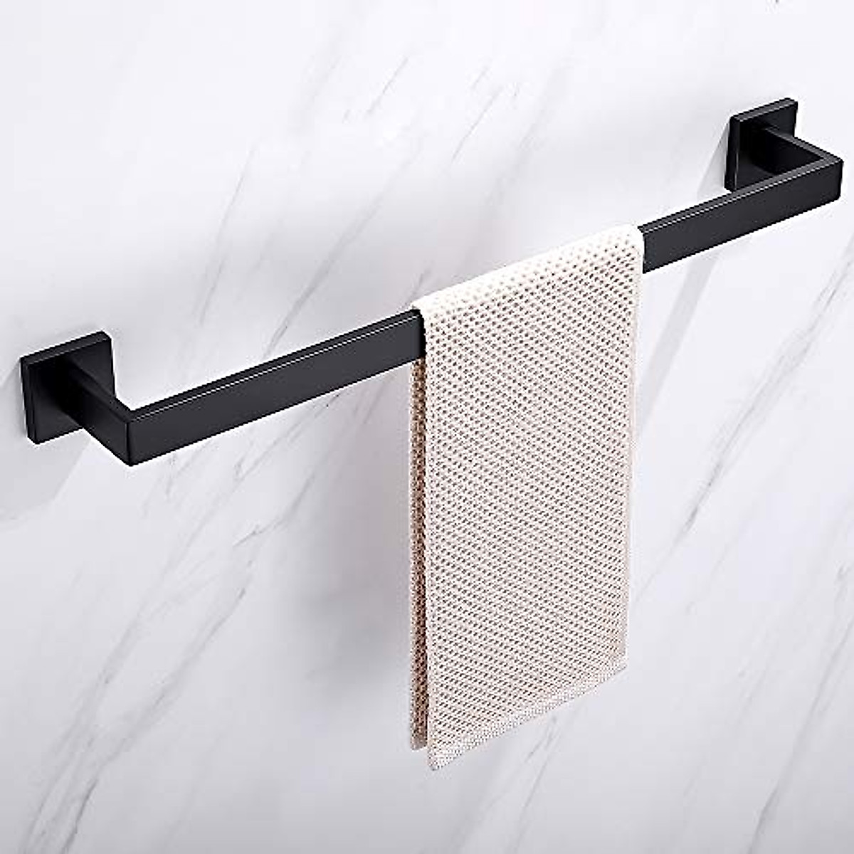TASTOS 23.6 Inch Black Single Towel Bar Rack, SUS 304 Stainless Steel Bathroom Towel Bar Heavy Duty Towel Holder Kitchen Towel Rod, Wall Mount with Screws Towel Bar Rod Matte Black Finish