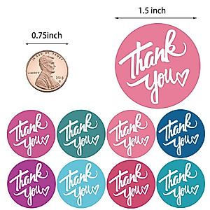 Dreecy 1.5 Inch Thank You Stickers, 1000 Pcs/roll Thank You Labels for Small Business, Packaging, Greeting Cards, Flower Bouquets, Mailer Seal Stickers, Candy Bags, Envelopes and Gift Wraps, 8 Colors