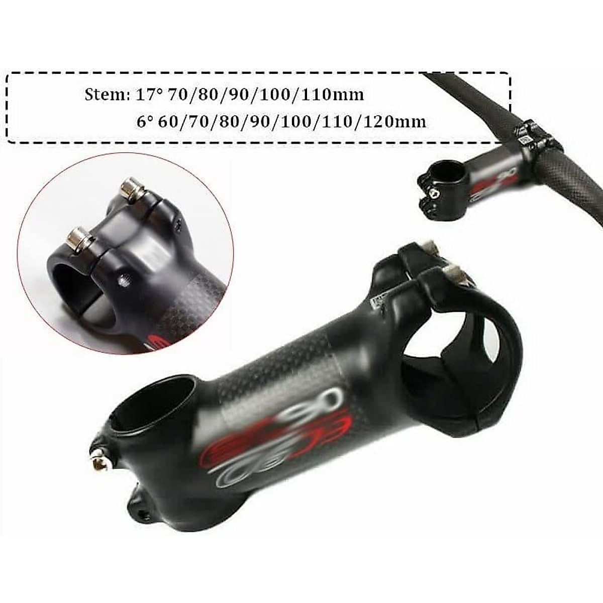 ZECHAO Carbon Fiber Riser,Mountain Stem Road Stem 31.8mm Bike Handlebar Stem 6/17 Degree Bike Accessories 60-120mm Bike Stem (Color : Black, Size : 6 Degree 90mm)