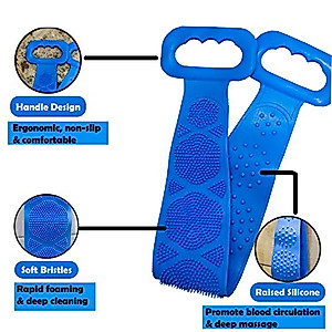 Silicone Back Scrubber for Shower I 2 Pack Extra Long Silicone Bath Body Brush Body scrubbers for use in Shower | scrubby Buddy Back Scrubber | Silicone Body Scrubber | Back Washer for Shower