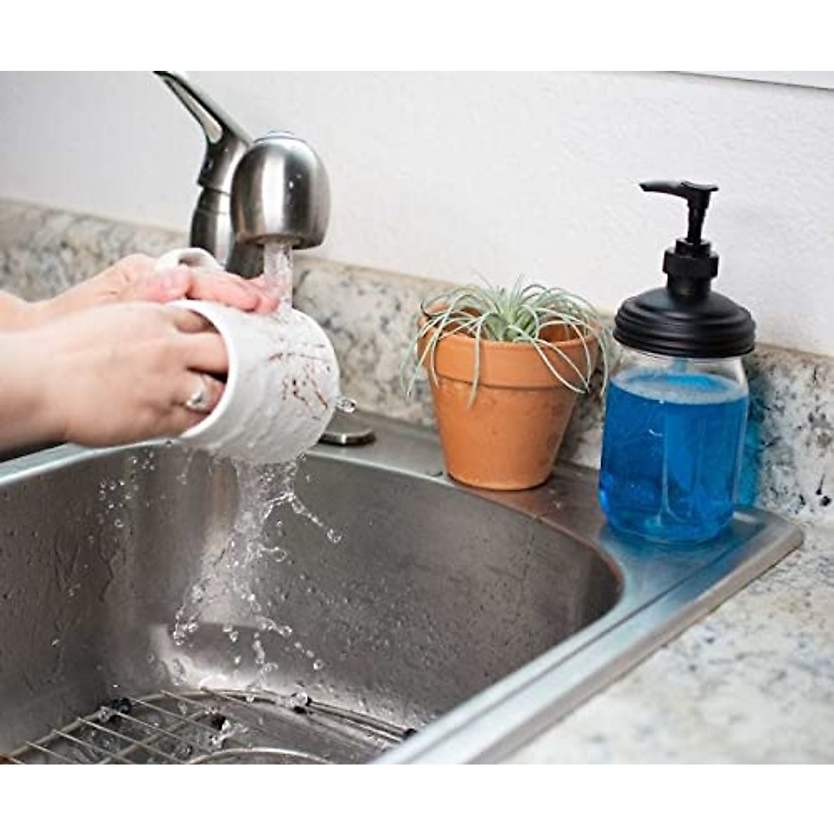 reCAP Mason Jar Sprayer and Pump Cap | Regular Mouth | Black | Made in the USA | Leak-proof | Freezer-proof