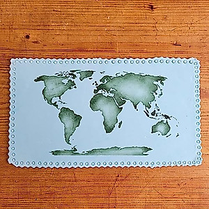 World Map Cake Stencil by Designer Stencils, Beige/semi-transparent, 4.75 x 8"