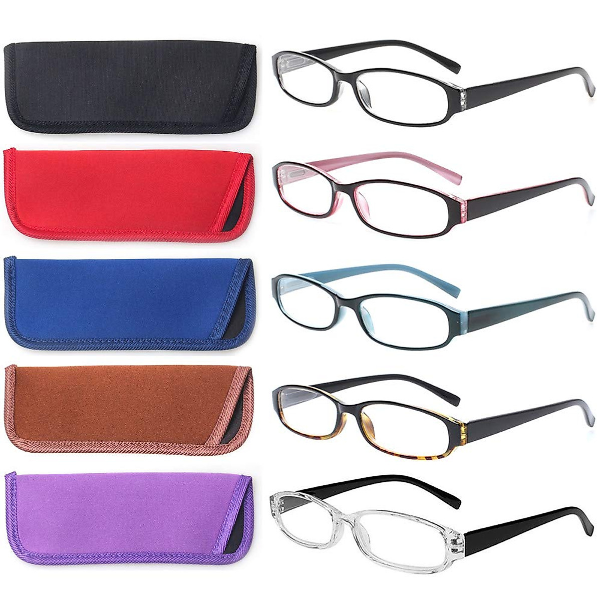 NORPERWIS Reading Glasses 5 Pairs Spring Hinge Comfort Fashion Quality Readers for Men and Women (5 Pack Mix Color, 2.00)
