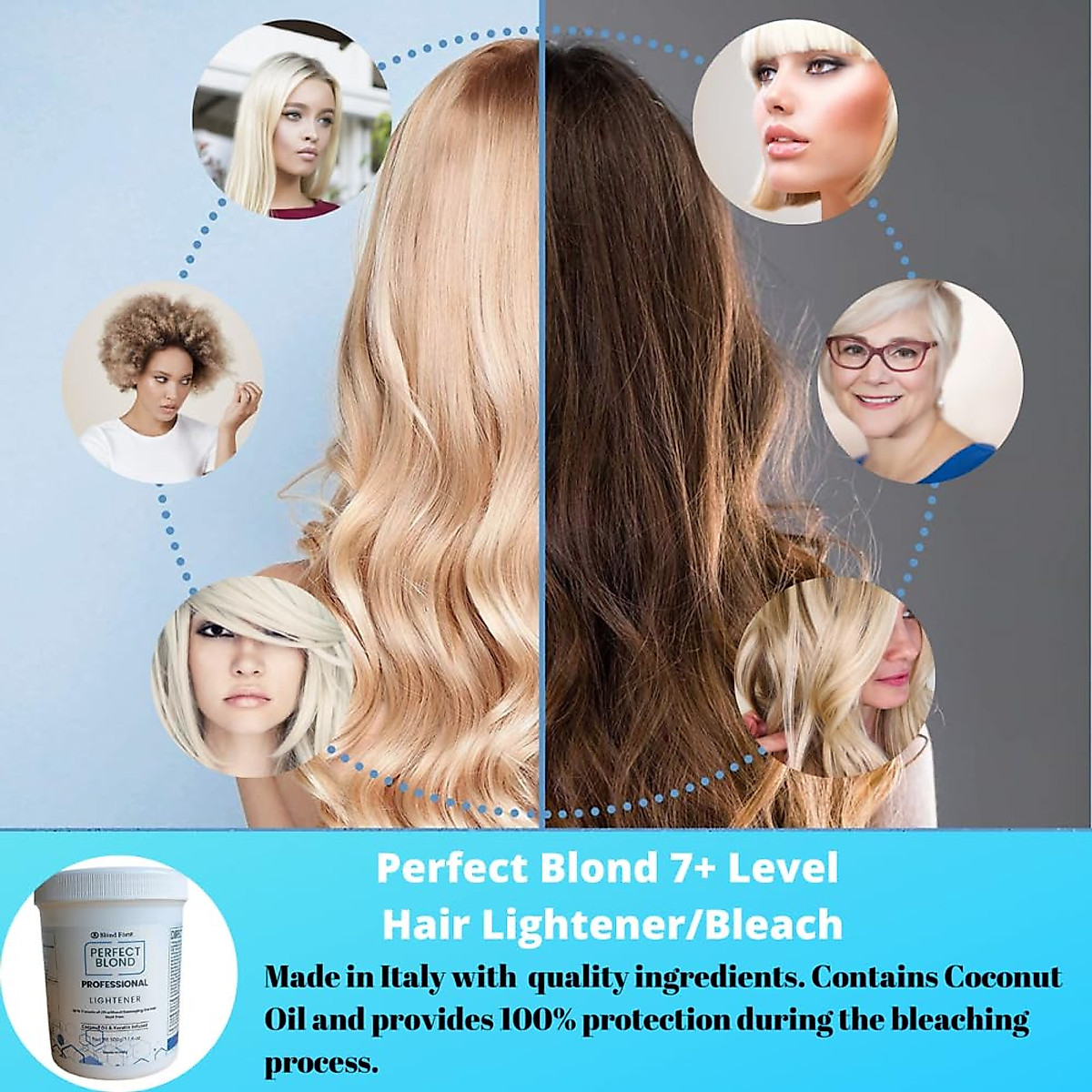 1.1 Pound Tub Premium White Toner Dye Hair Bleach Powder Lightener + 13.5 OZ 9% 40 Vol Developer +More (Blue Lightening Powder)