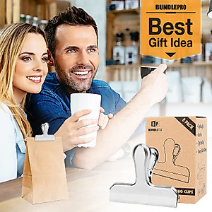 Pack of 8 Bag Clips, Stainless Steel and Heavy Duty Metal Bag Clip,Tightly Seals Chip, Coffee, Bread or Cereal Bags to Keep Food Fresh, for Home, Kitchen, Office, Pantry, Camping (Silver)