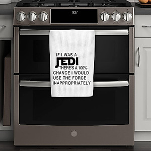 WCGXKO Funny Movie Inspired Kitchen Home Decor Hostess Gift Flour Sack Towel Dish Towel Hand Towel (IF I was A Jedi)