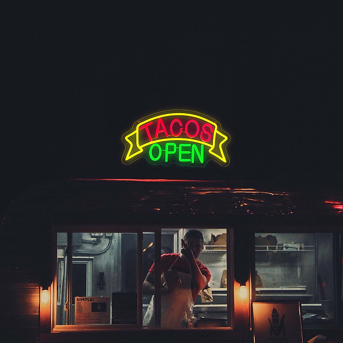 Tacos Open Neon Signs for Wall Decor, LED Taco Neon Light for Mexican Restaurant Decor, Taco Food Light Coffee Bar Restaurant Welcome Sign, Gifts for Taco Lover