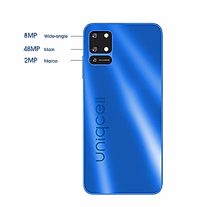 Uniqcell UNI 10X | Android Cell Phone | 6.55" HD+INCELL Punch Hole | Dual Sim | 128GB of Storage | Side Fingerprint (Blue)