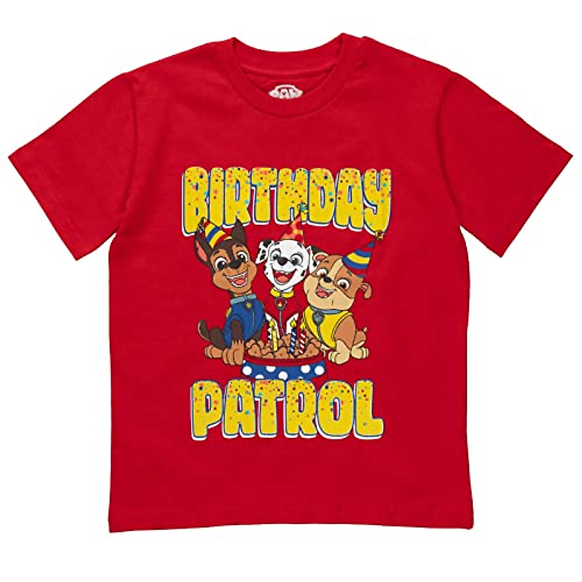 Paw Patrol Nickelodeon Chase Rubble Marshall Birthday Little Boys Graphic T-Shirt Red 6