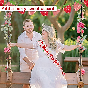 Lopeastar Strawberry Baby Shower Decorations Mom to Be Sash Dad to Be Corsage Set, Berry Sweet Mommy to Be Sash Baby Shower Sash Set Party Decorations