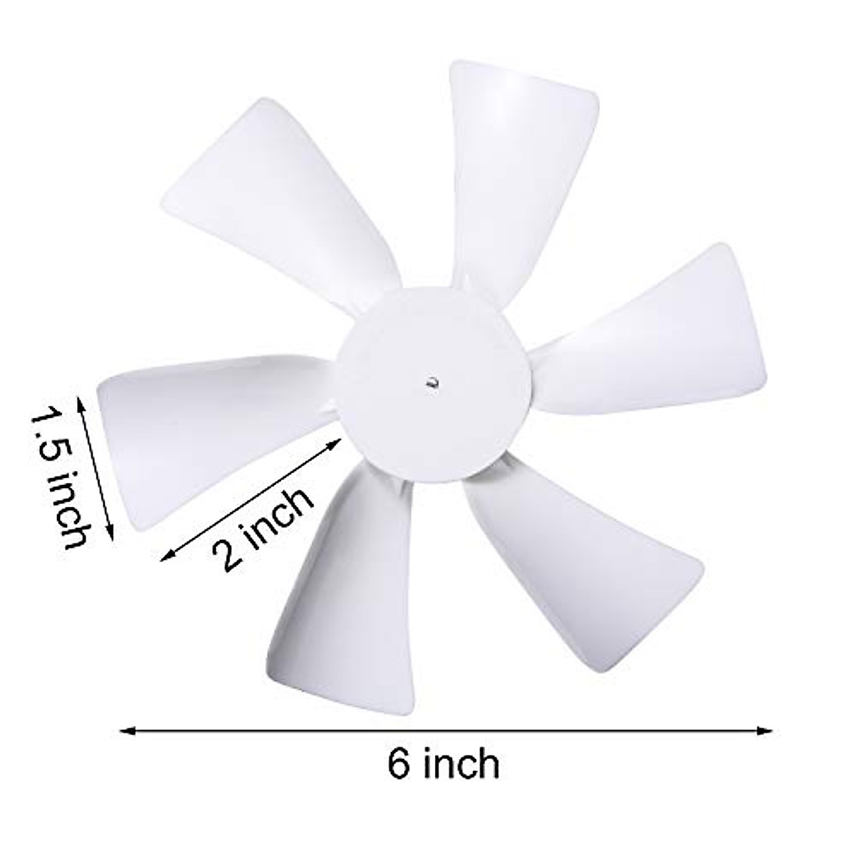2 Pack 6“ Replacement White Vent Fan Blades for RV Bathroom Vent Fan, fits for Heng's, Elixir, Ventline and Jensen roof vents and range hoods or any 12 Volt motor with a 0.094-inch D-shaped shaft
