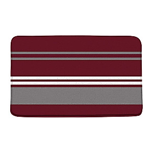 Stripe Bath Mat Abstract Burgundy Red and Gray White Striped Vintage Multicolor Fashion Bathroom Kitchen Rug Soft Memory Foam Printed Colorful Carpet18x30 Inch
