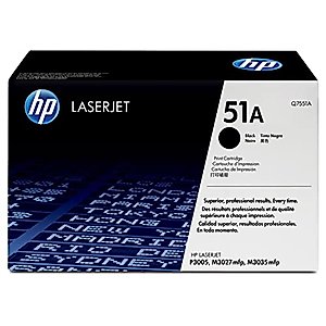 Original HP 51A Black Toner Cartridge Works with HP LaserJet P3005 Series; HP LaserJet M3027, M3035 MFP Series Q7551A
