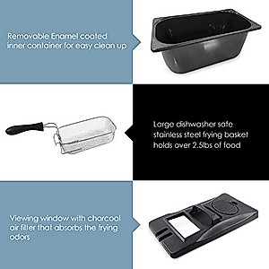 Elite Gourmet EDF-3500# Electric Immersion Deep Fryer. Removable Basket, Timer Control Adjustable Temperature, Lid with Viewing Window and Odor Free Filter