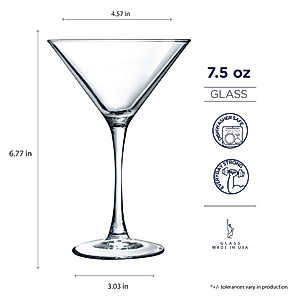 Luminarc ARC International Atlas Martini Glass (Set of 4), 7.5 oz, Clear
