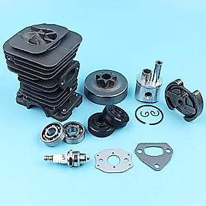 Laliva tools - 38mm Cylinder Piston Clutch Drum Ball Bearings For HUSQVARNA 136 137 141 142 Chainsaw Oil Seals Spark Plug Muffler Carb Gasket