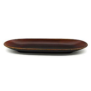 CVHOMEDECO. Primitives Oval Decorative Plate Wooden Candle Plate Rustic Treenware Home and Office Décor Art, 16 x 4-1/2 x 1-1/2 Inch