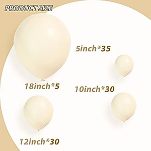 White Sand Balloon Garland Arch Kit 100 Pack 18/12/10/5 Inch Cream White Balloons Different Sizes Matte White Latex Party Balloon for Baby Shower Wedding Happy Birthday Party Decoration