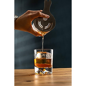 Amehla Mountain Whiskey Glass Set of 2 - Handmade Crystal Whisky Glasses - Manblown Crystal Glass - 10-ounce Double Old Fashioned Rocks Tumbler Drinking Glass Set