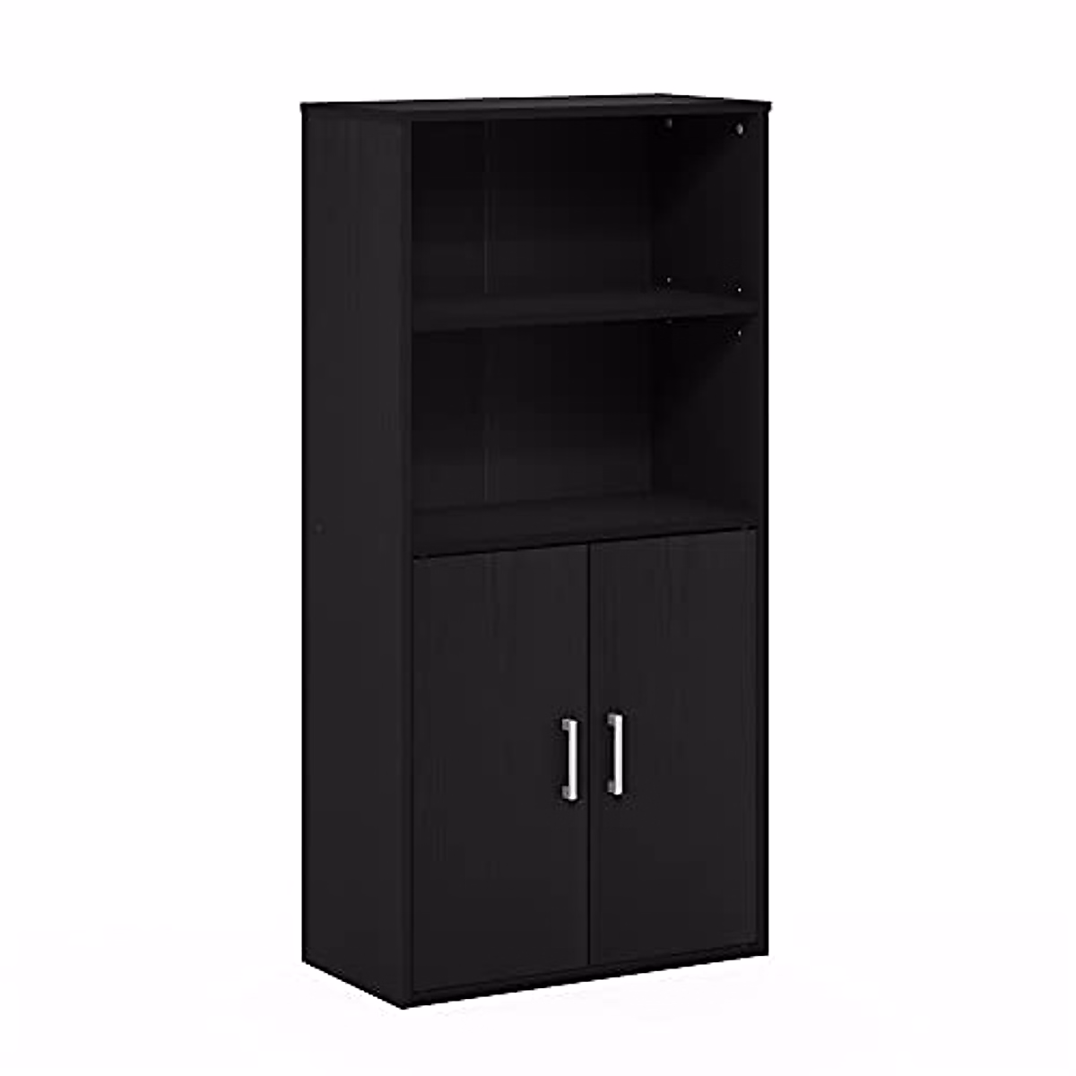 Furinno Pasir Storage Cabinet with 2 Open Shelves and 2 Doors, Black Oak