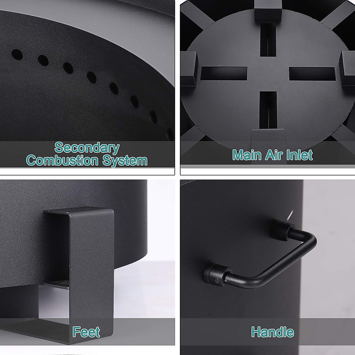 TITIMO Smokeless Fire Pit Outdoor 27 Inch Metal Steel Stove Bonfire Large Wood Burning Firepit Smokeless with Waterproof Cover, Poker, Roasting Sticks for Outside Backyard Patio Deck Camp