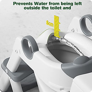 Rabb 1st Potty Training Seat, Upgrade Toddler Toilet Seat for Kids Boys Girls, 2 in 1 Potty Training Toilet for Kids, Splash Guard Anti-Slip Pad Step Stool