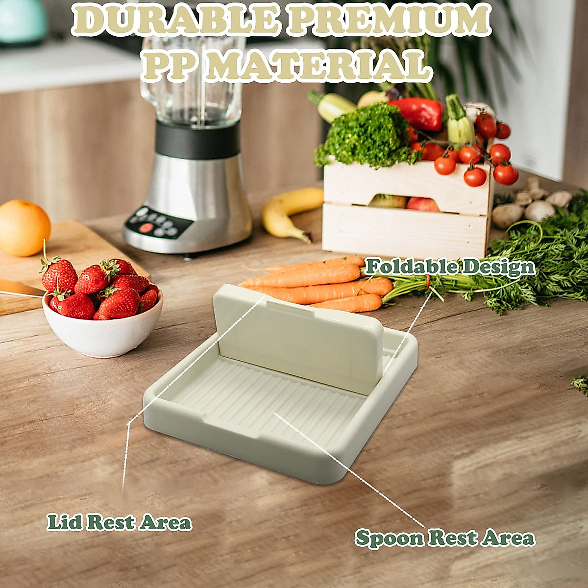 2 Pcs Spoon Rest for Kitchen Counter, Utensil Rest Kitchen Spoon Rest with Lid Holder Kitchen Gadgets Spoon Rest for Stove Top, Pan Lid Organizer Kitchen Spoon Holder for Countertop (White, Green)