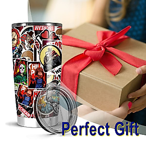 Stainless Steel Tumbler Vacuum 20 30 Oz Horror Gift Movies Event Mug Glass Friends Christmas Bottle Suitable With Hot Or Iced Coffee Tea Wine Water Frappe Cocktail