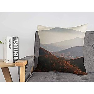 Decorative Square Throw Pillow Cover Autumn Grayson Highlands State States Park Trek Jefferson Nature Parks Valley Outdoor Wilderness Linen Soft Cushion Case for Bed Sofa Living Room 18x18 Inch