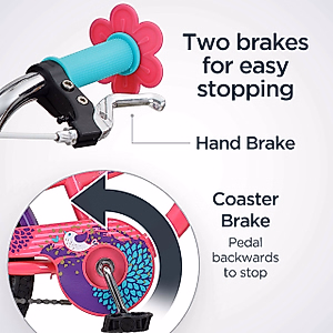 Schwinn Jasmine Kids Bike with Training Wheels, 16-Inch Wheels, Front Basket, Coaster and Hand Brakes, Pink