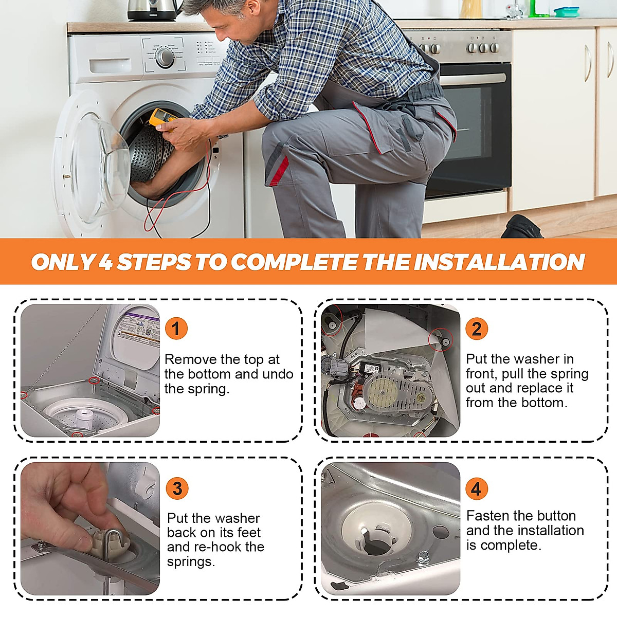 Updated W10780048 Washer Suspension Rod Kit by Beaquicy - Replacement for Whirlpool Ken-more Admiral May-tag Washing Machine - Replaces ATW4675YQ1 WTW4800XQ4 WTW4800XQ1