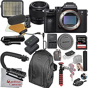 Sony Alpha a7RIIIA (New Model) Mirrorless Digital Camera with 50mm f/1.8 Lens Video Bundle + LED Video Light + Microphone + Extreme Speed 64GB Memory(20pc Bundle)