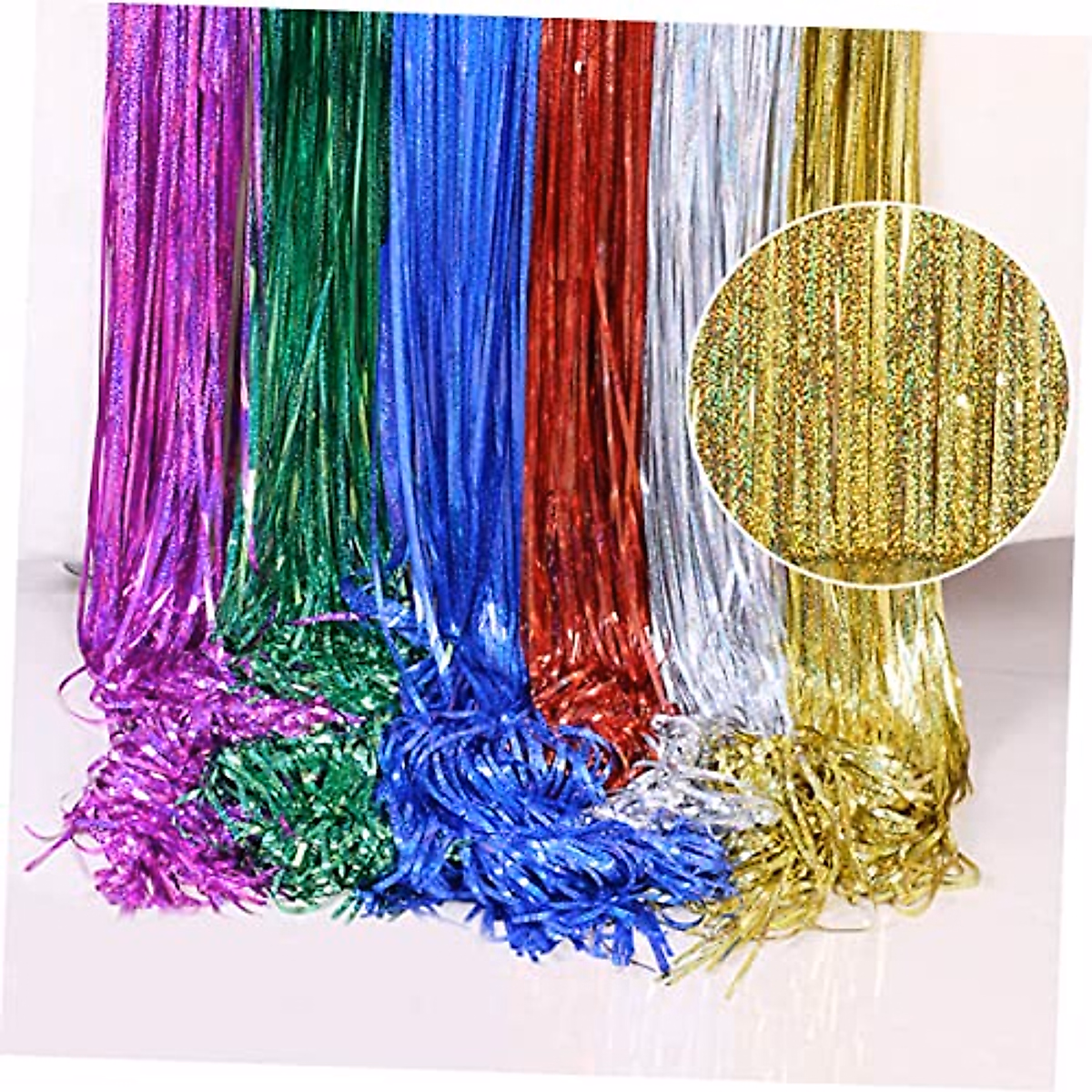 VOSAREA 1 Pack 2 Sets Gold foil Curtain Tassel Curtains Fringe Curtain Tassel Trim Party Curtain Tassel Metallic Tinsel Backdrop rain Curtain Tassel Backdrop Curtain Wedding Metallic line