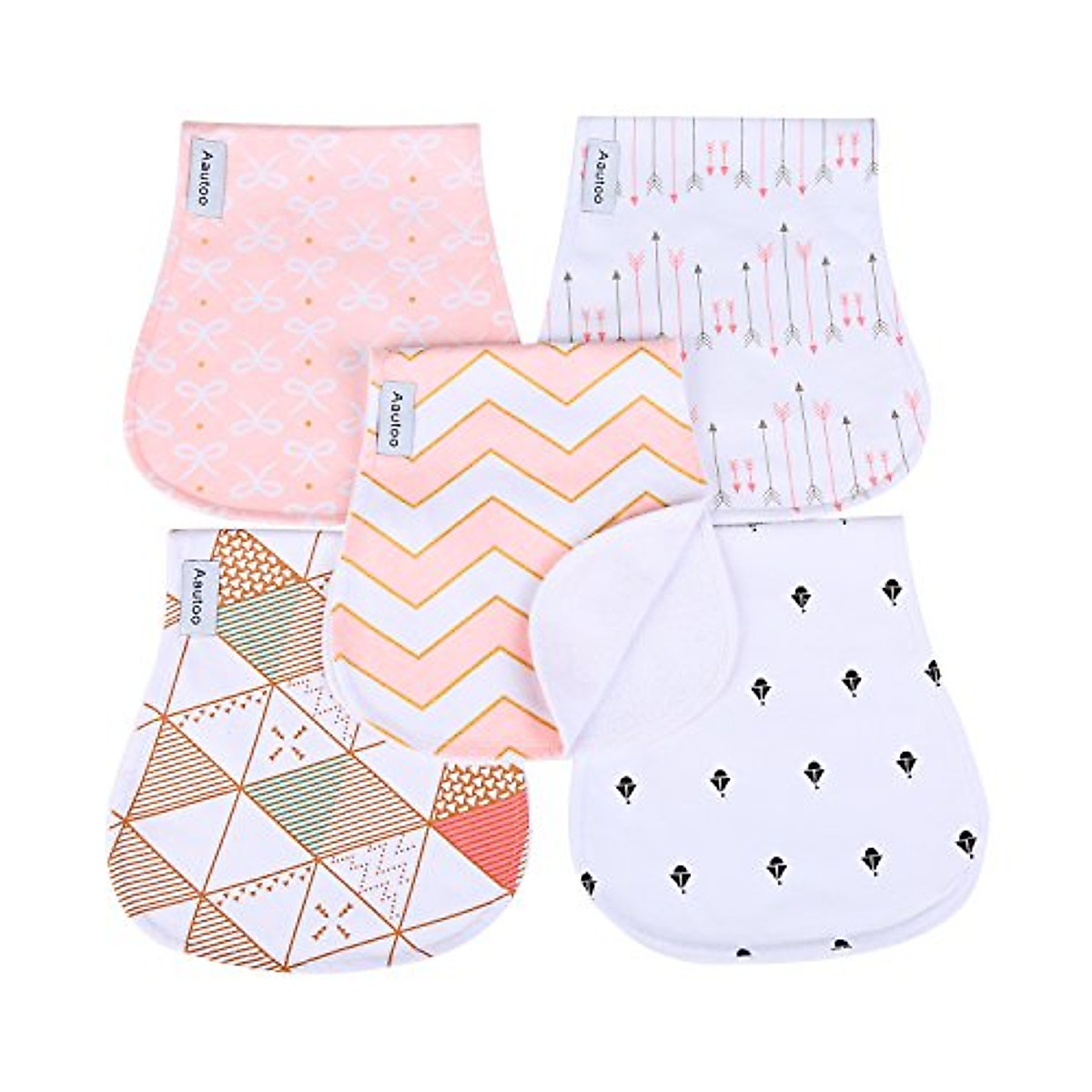 Aautoo Baby Burp Cloths for Girls 5 Pack Burp Cloths Towel Burping Rags for Babies Newborns Baby Shower 100% Super Absorbent Organic Cotton Soft Triple Layer