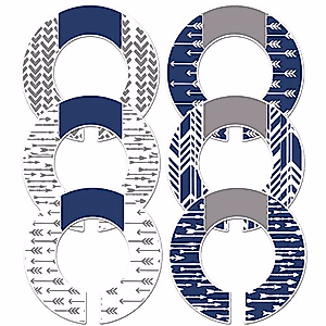 6 Adult or Baby Boy Nursery Clothing Size Closet Dividers Navy Gray Arrows (Fits 1.5" Rod)