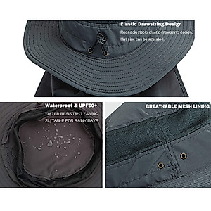 DDYOUTDOOR™ 07-281 Fashion Summer Outdoor Sun Protection Fishing Cap Neck Face Flap Hat Wide Brim (Dark Gray)